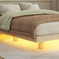 Solid Wood Low Profile Bed Frame with LED Lights Underneath, Floating ...
