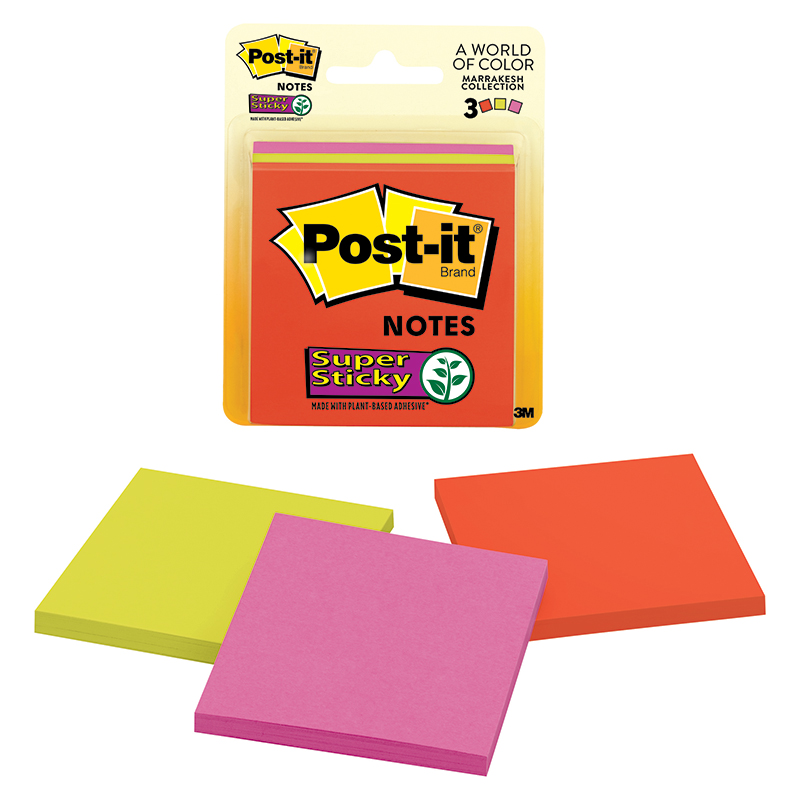 (6 Pk) Post-It 3X3 Notes 3 Pads/Pk 45 Shts/Pad Miami Collection ...