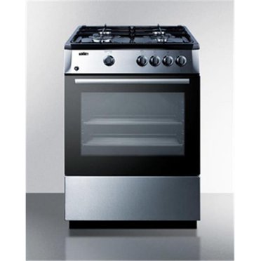 30" wide gas range in stainless steel, open burners and clock/timer on ...