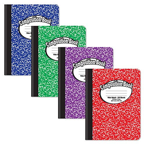 Composition Book Notebook - Hardcover, Wide Ruled (11/32-inch), 100 ...