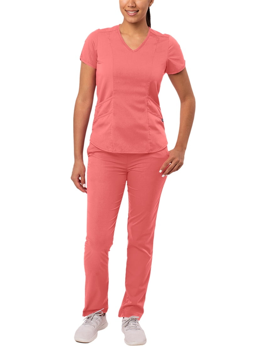 Adar Pro Core Classic Scrub Set For Women - Tailored V-Neck Scrub Top ...