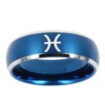 Pisces Zodiac Dome Brushed Finish Blue Tungsten Men Ring 10MM - Walmart.com
