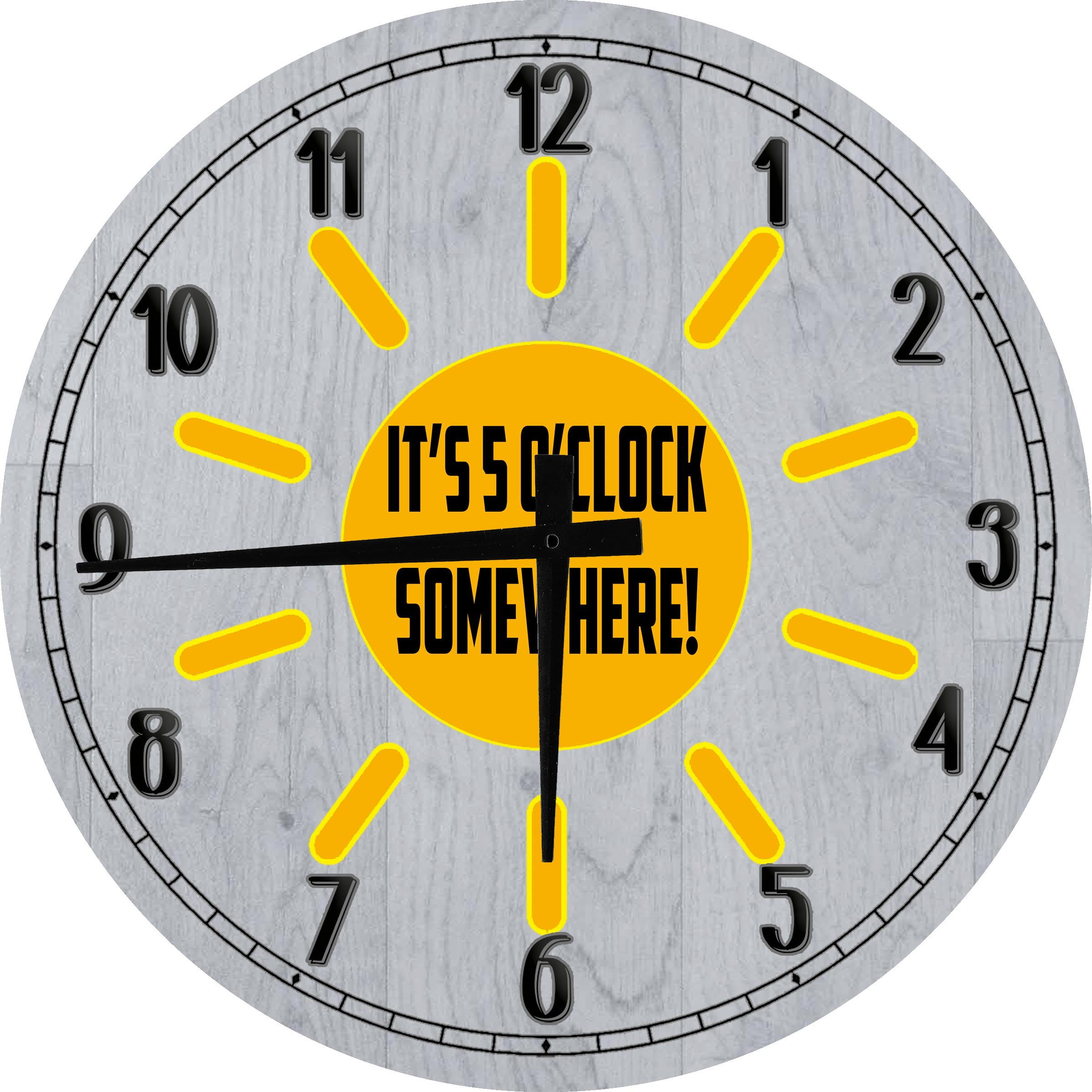 Wood Wall Clock 18 Inch Round It s 5 O clock Somewhere Sunshine wood-wall-clock-18-inch-round-it-s-5-o-clock-somewhere-sunshine