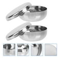 2 sets of Korean Stainless Steel Rice Bowls Traditional Steam Rice ...