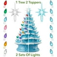 15" Hand Painted Ceramic Christmas Tree, Blue Snow Flocked Pre-Lit Tree ...