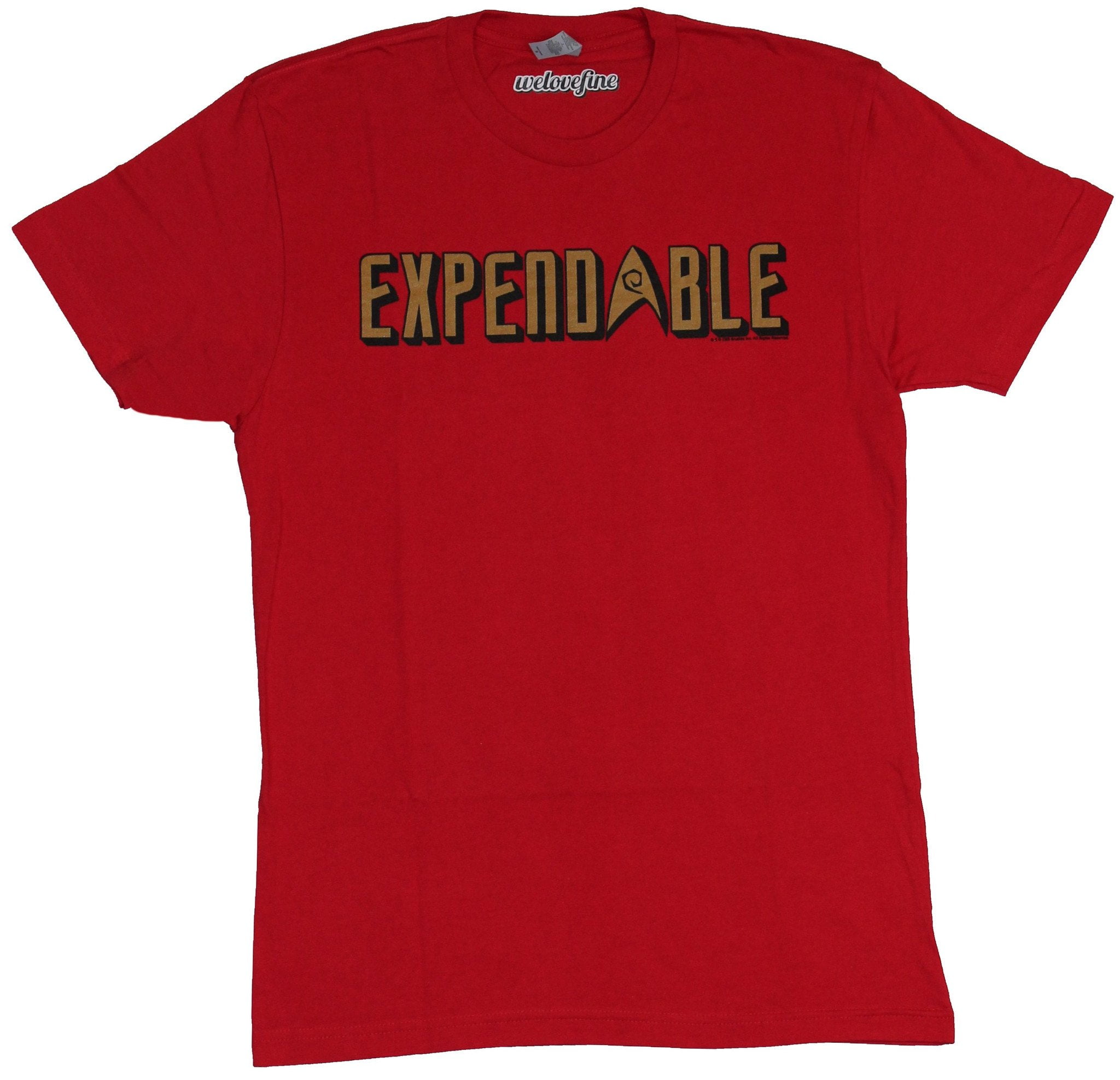 Star Trek Mens T-Shirt - Expendable Red Shirt Gold Logo Image (Medium ...