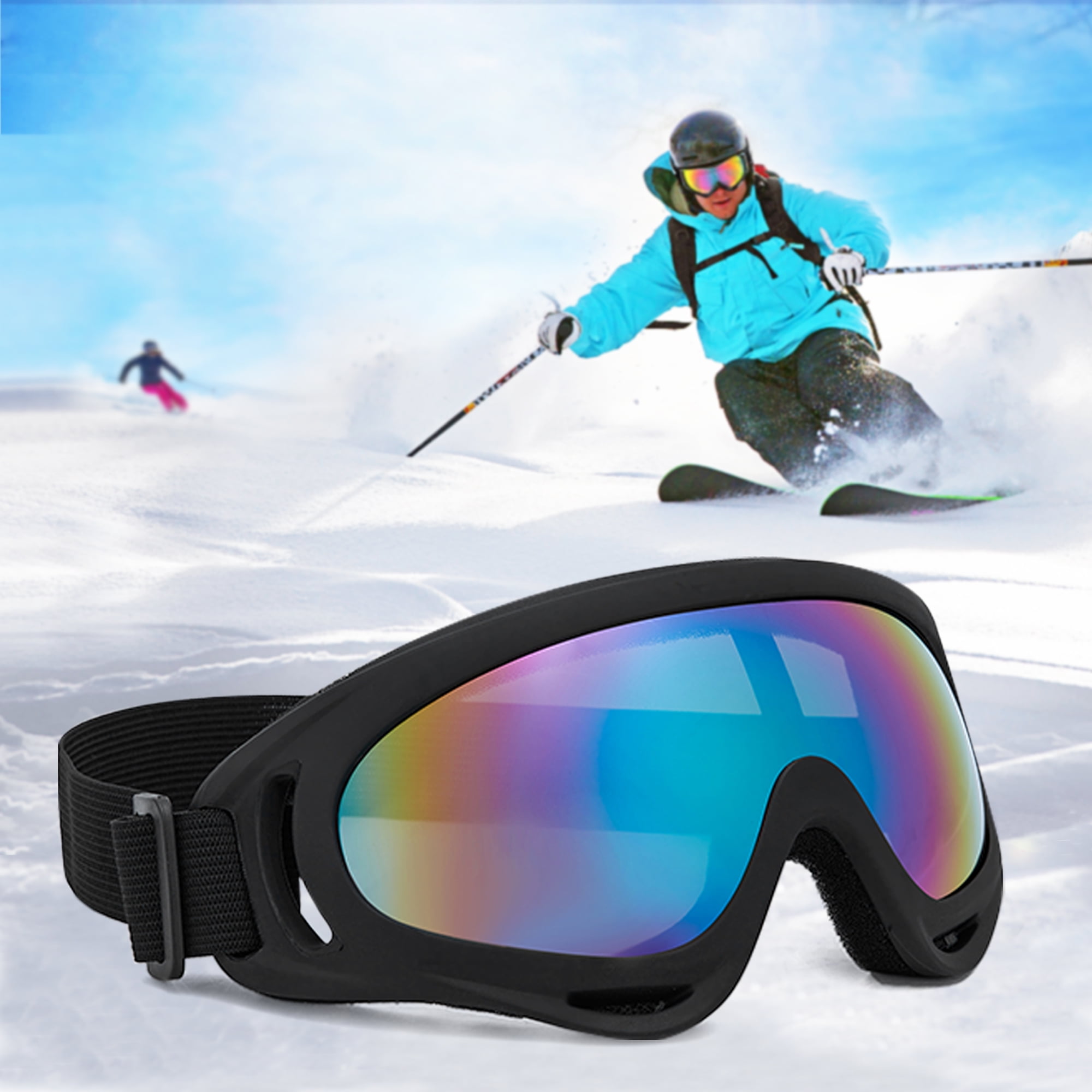 Adjustable Snowmobile Skiing Goggles Eye Protection Goggles Anti fog ...