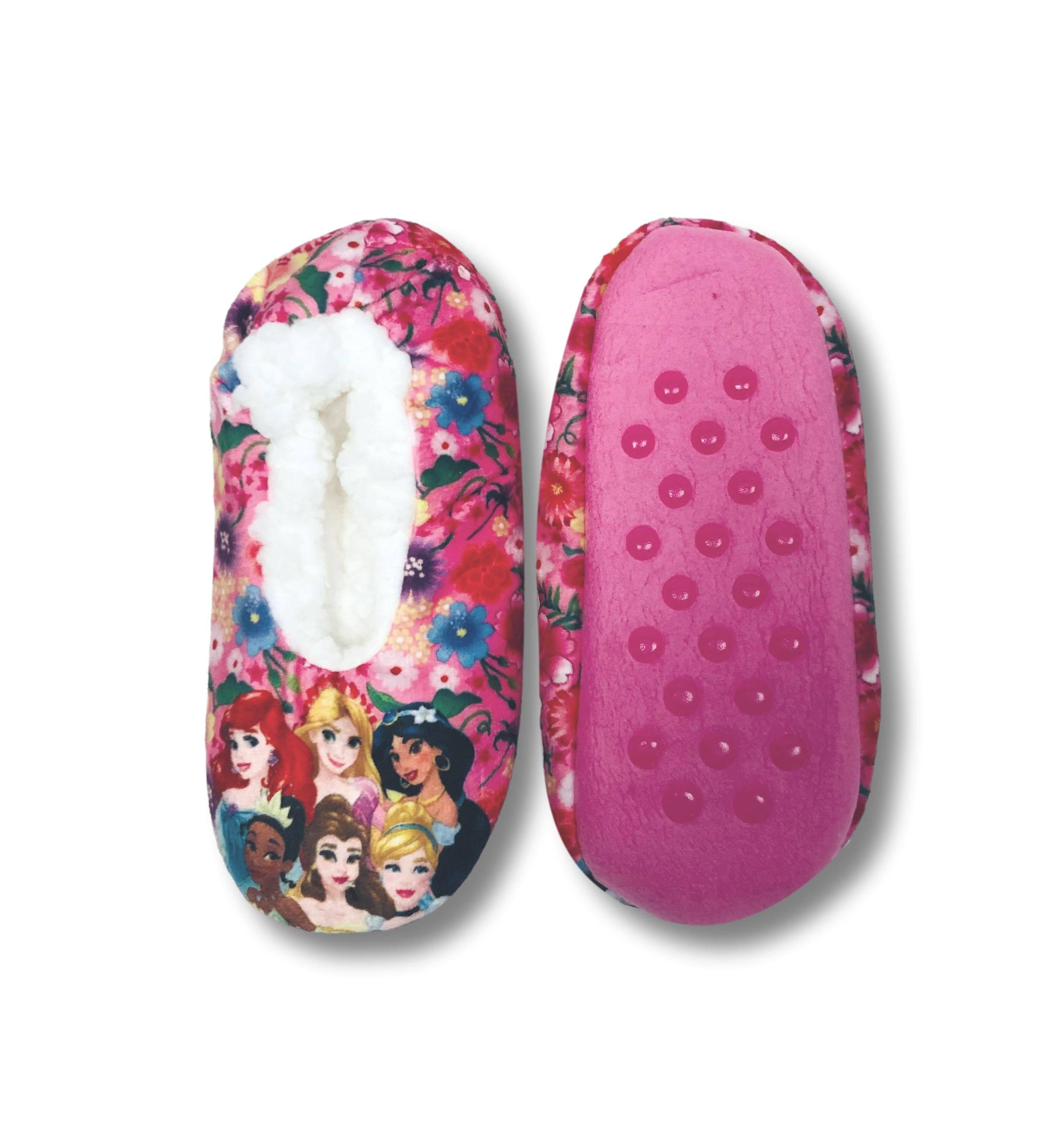 Disney Princess Girls Slippers Fuzzy Slipper Socks for Toddlers and ...