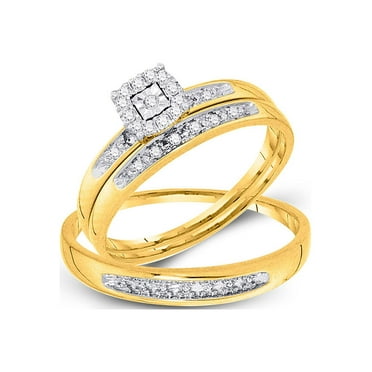 10kt Rose Gold Round Diamond Square Bridal Wedding Ring Band Set 1-5/8 ...