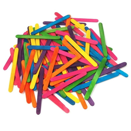 Wooden Craft Popsicle Sticks, Assorted Color, 4-1/2-Inch, 100-Piece ...