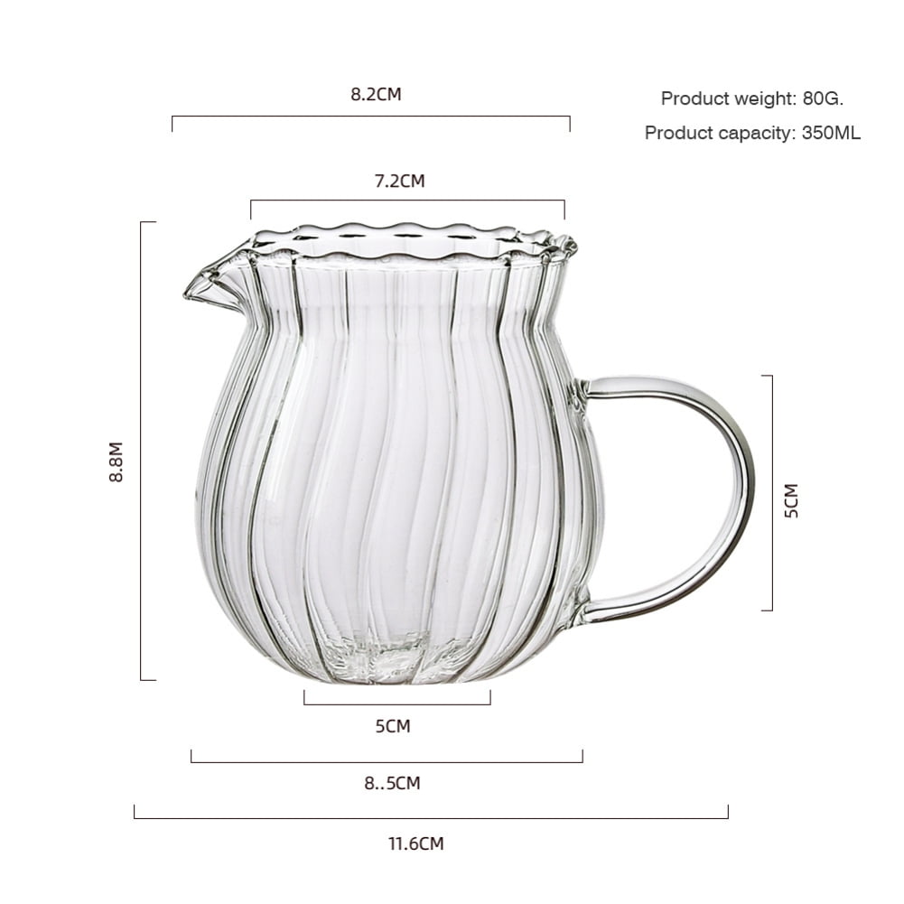 Small Glass Pitcher，Wave Shaped Glass with Handle,Creamer Pitcher Glass ...