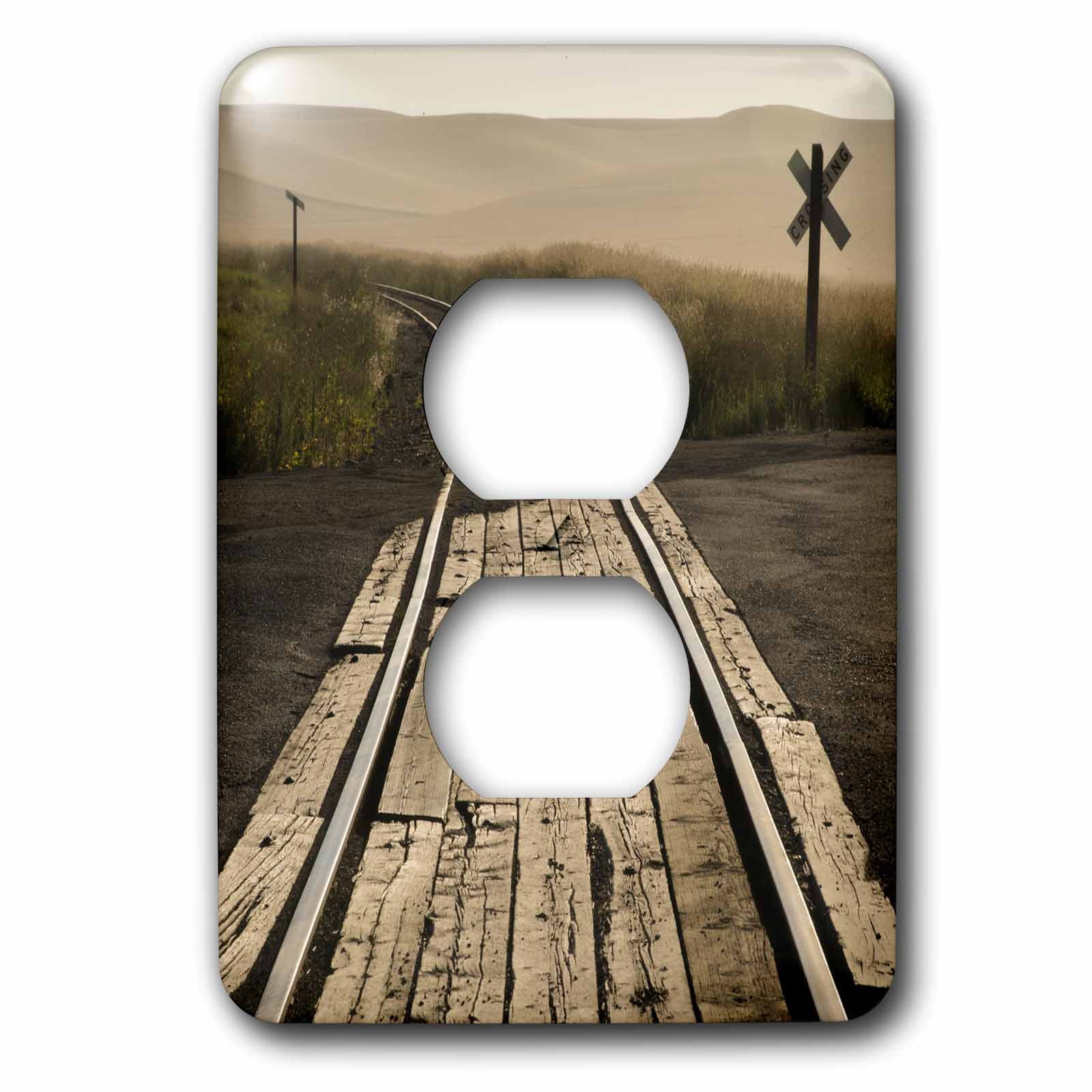 USA, WA, Palouse, Railroad, tracks 2 plug outlet cover lsp-332621-6 ...