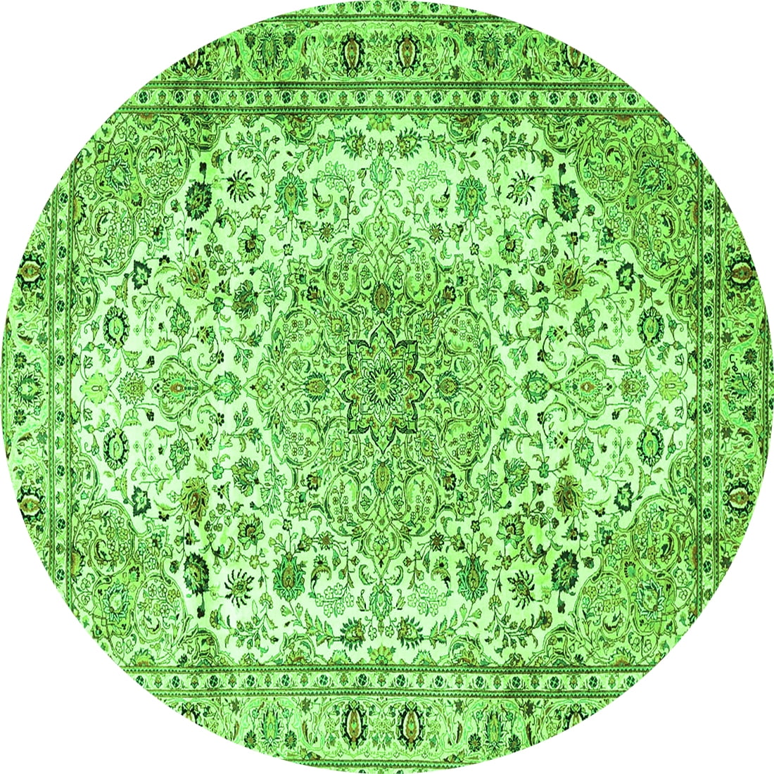 Ahgly Company Indoor Round Medallion Green Traditional Area Rugs, 8 ...