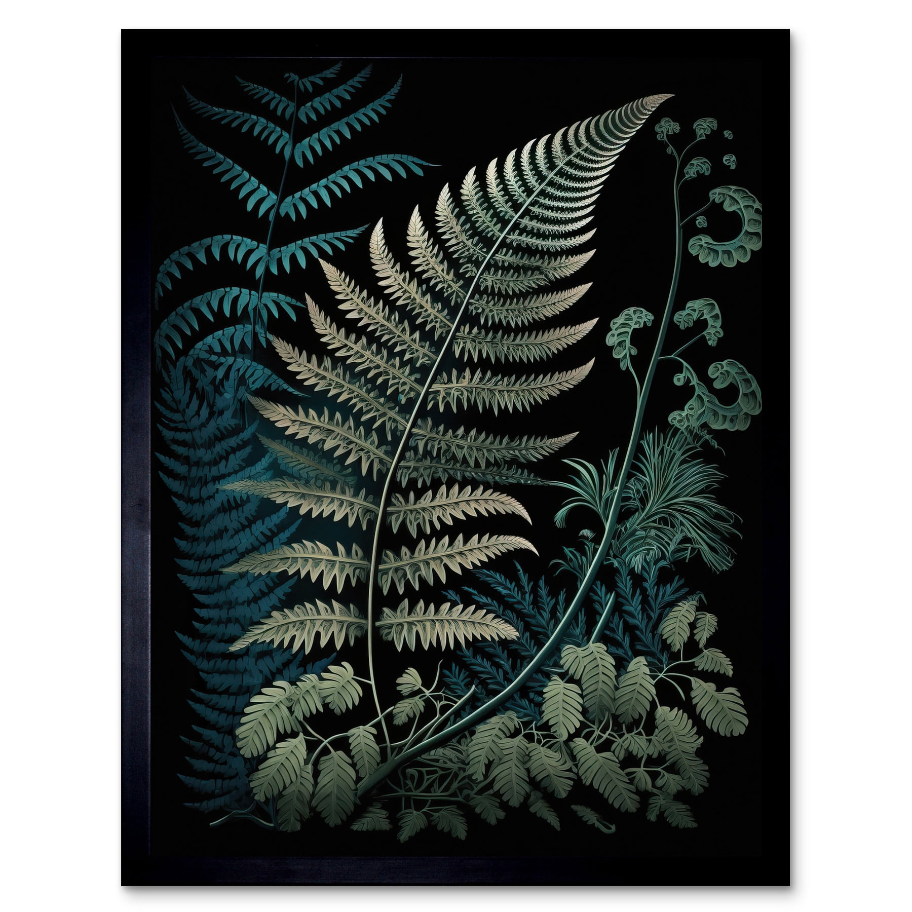 Detailed Fern Frond Species Botanical Illustration Art Print Framed ...