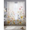 Sheer Curtains 96 Inches Long 2 Panels, Farmhouse Colorful Flower Wood ...