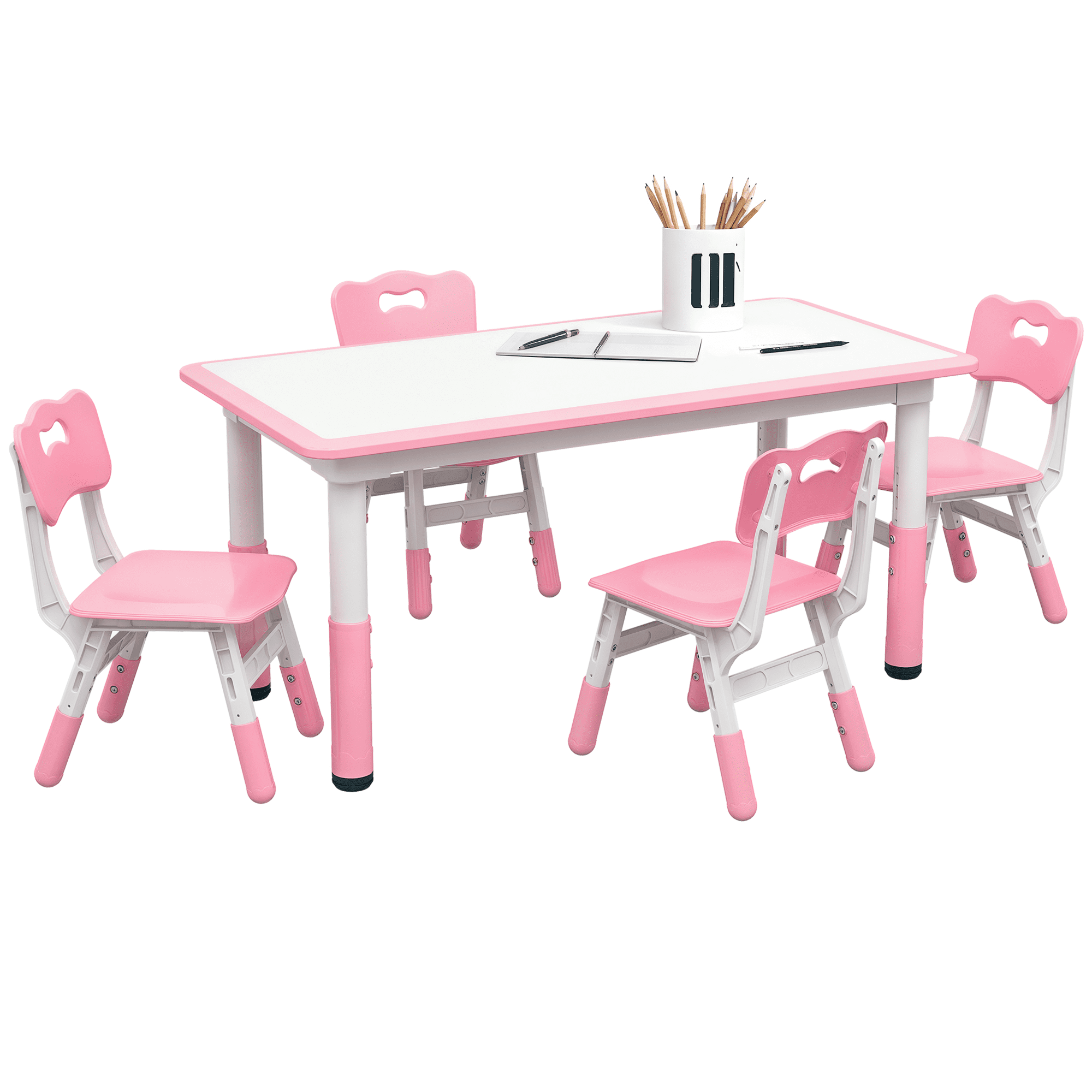 Click here for Qaba Kids Table And 4 Chairs Set With Adjustable H... prices