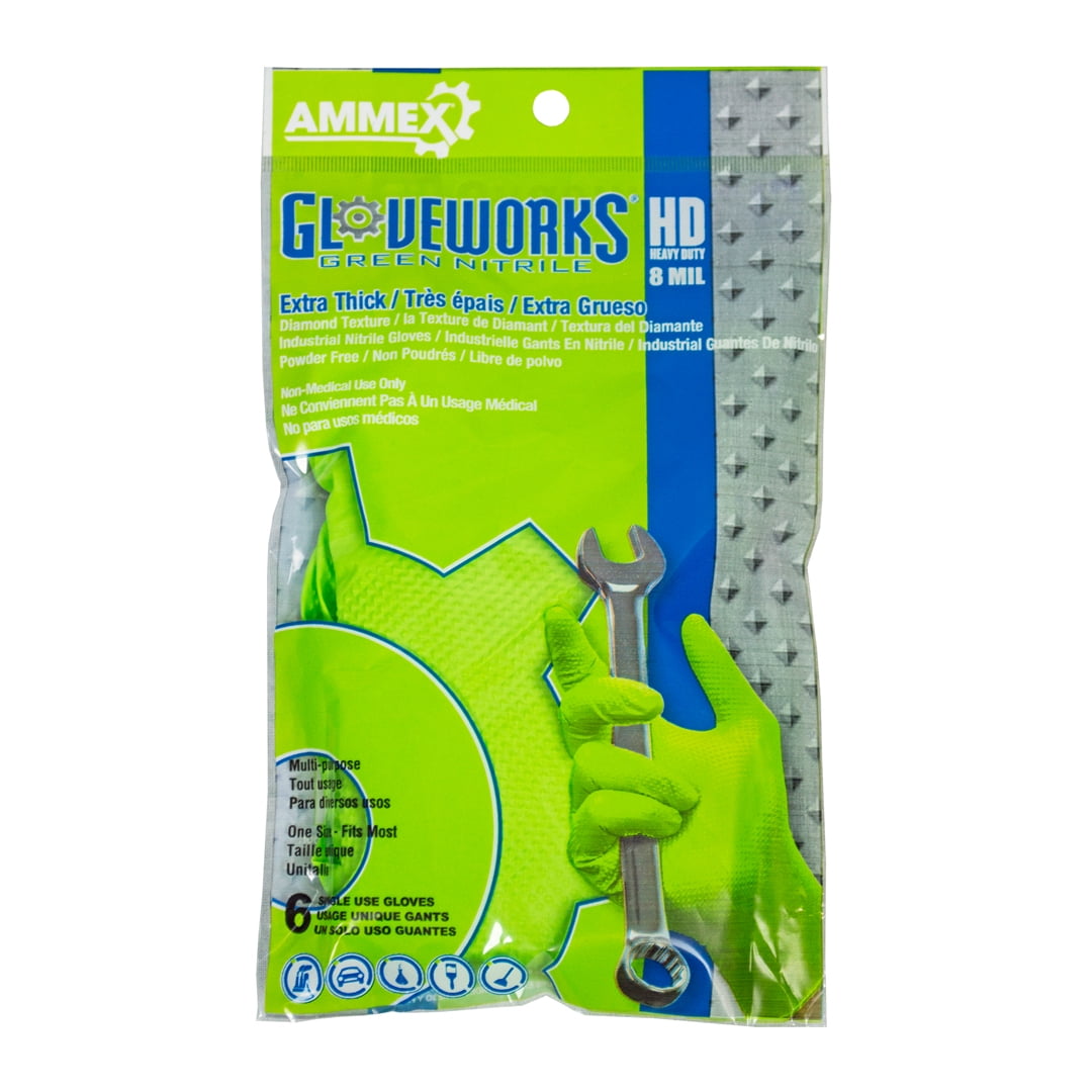 Gloveworks Heavy Duty Nitrile Latex Free Industrial Disposable Gloves ...