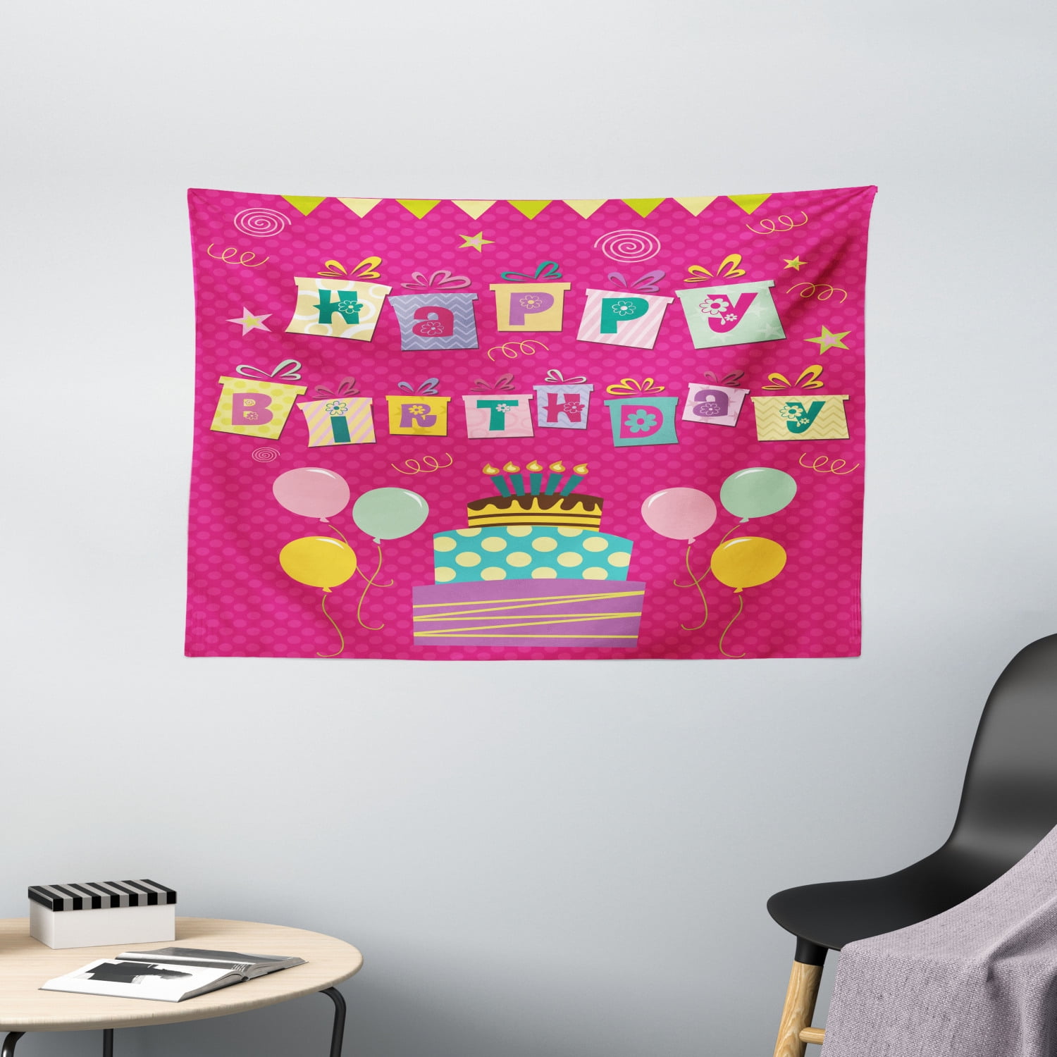 Birthday Decorations for Kids Tapestry, Light Pink Polka Dots Backdrop ...