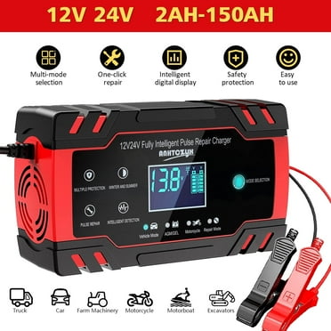FOVAL 12V 1000mA Automatic Trickle Charger, ETL Listed for Motorcycles, ATVs, RVs, Boats ...