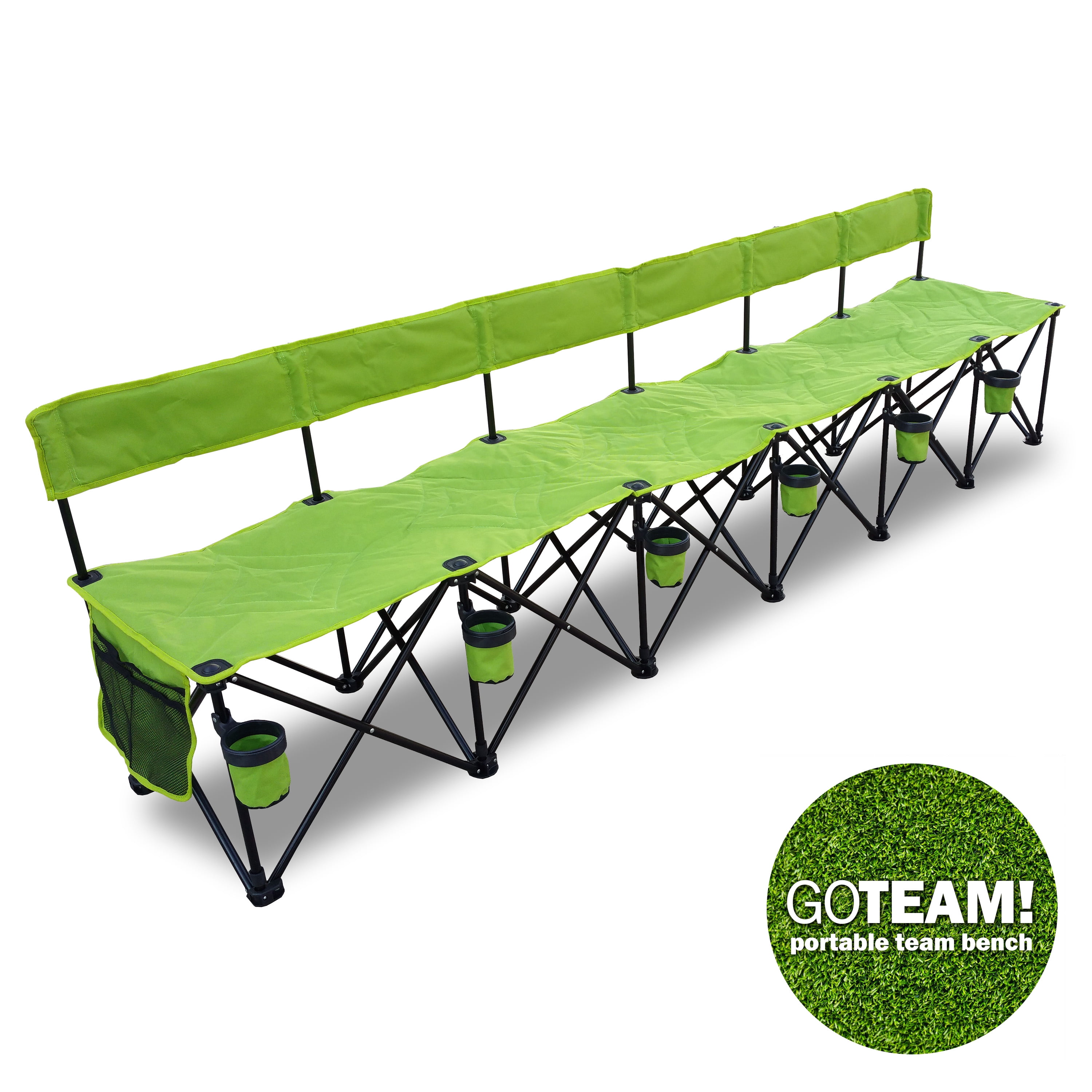 GoTEAM! Pro 6 Seat Portable Folding Team Bench - Green - Walmart.com