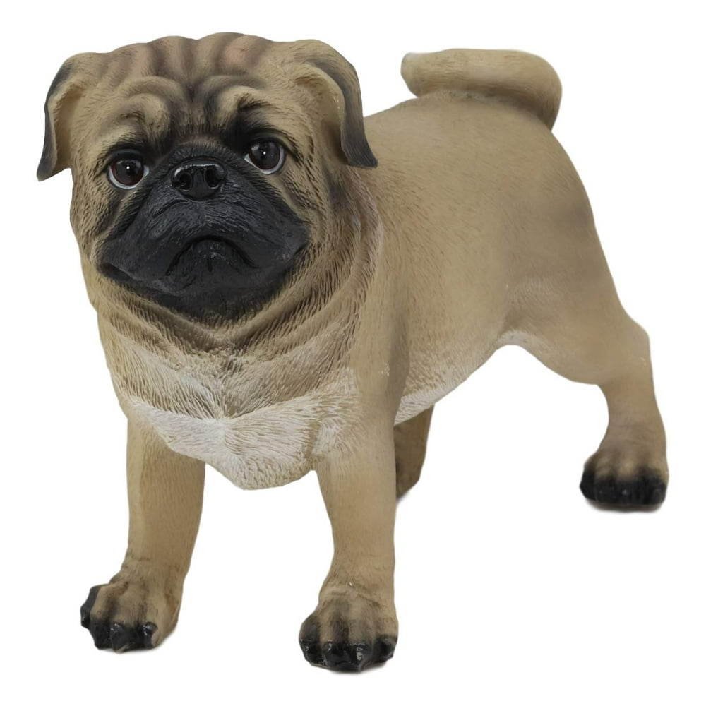 Ebros Realistic Lifelike Adorable Fawn Pug Dog Statue 7.75" Long Pet ...