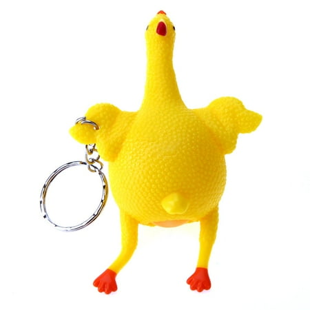 Butwevi PVC Chicken Egg Key Chain Decompression Squeeze Chicken Key ...
