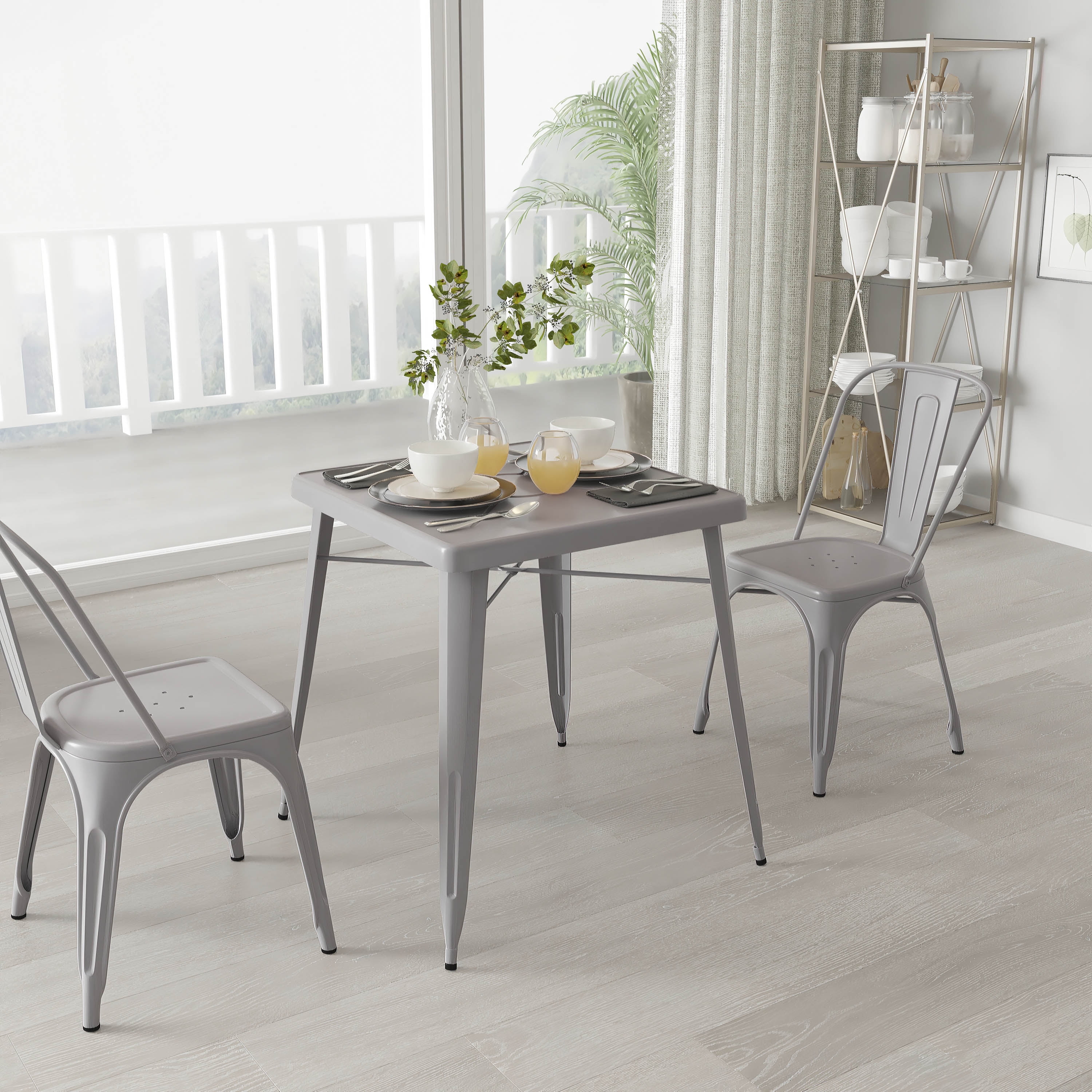 Merrick Lane 23.75" Square Metal Dining Table for Indoor and Outdoor ...