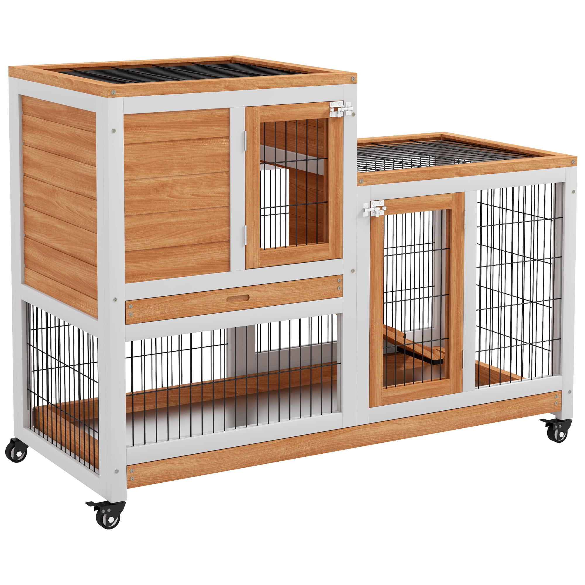 Click here for Pawhut Rabbit Hutch  Indoor Bunny Cage With Wheels... prices