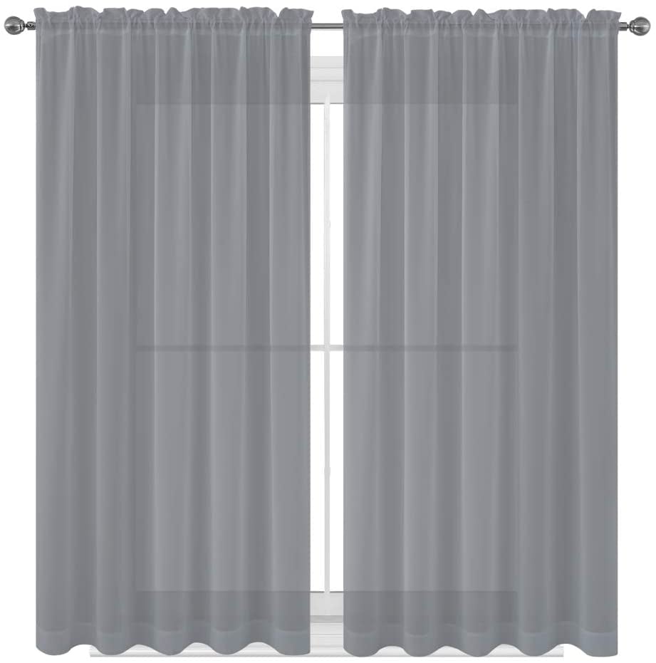 Grey Drape/Panels/Scarves/Treatment Beautiful Sheer Voile Window ...