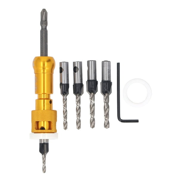 Adjustable Depth Stop, 5 Pieces High Hardness Countersink Drill Bit Set ...