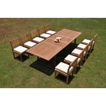 Teak Dining Set:12 Seater 13 Pc - 117" Rectangle Table And 12 Cahyo ...