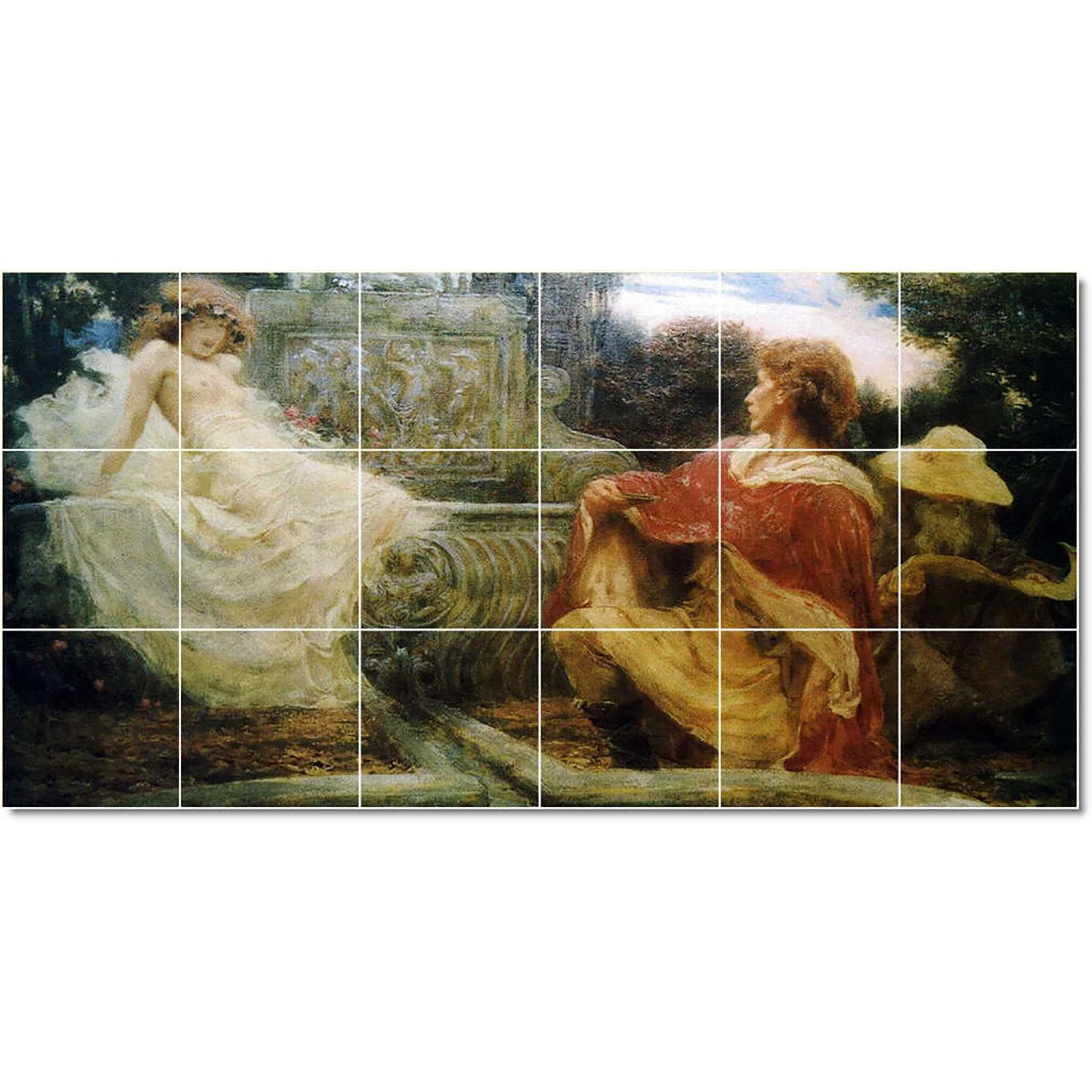 Ceramic Tile Mural-Herbert James Draper Men Women Painting 19. 25.5" w ...