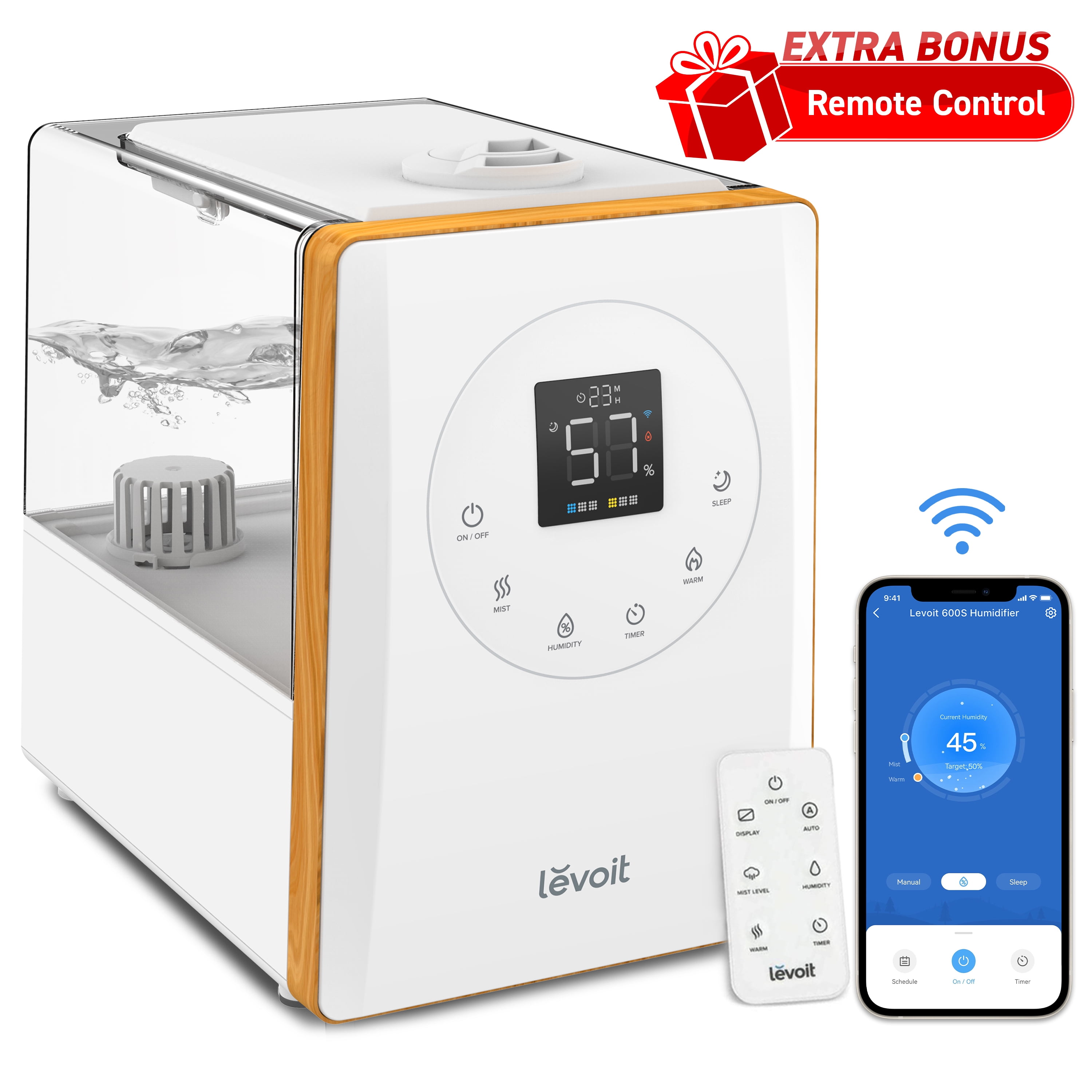 Levoit Smart Warm and Cool Mist Humidifier for Room, 6L Top Fill Air ...