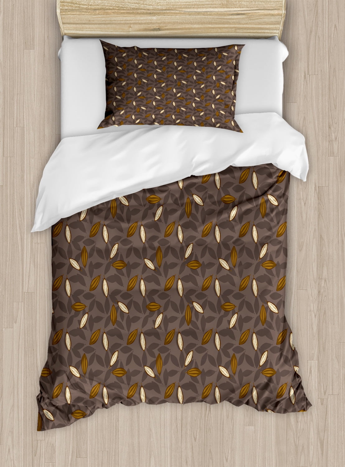 Cocoa Duvet Cover Set Twin Size, Row Beans Earth Tones Organic Seed ...