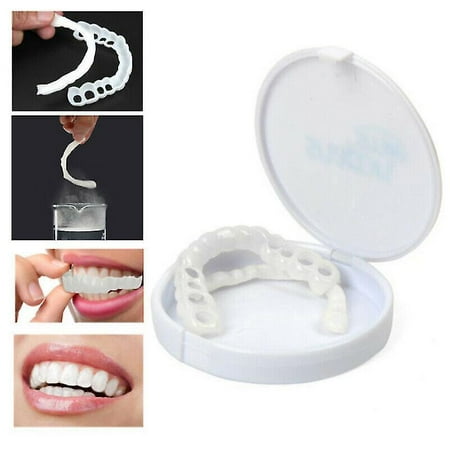 Snap On False Teeth Upper + Lower Dental Veneers Dentures Tooth Cover ...