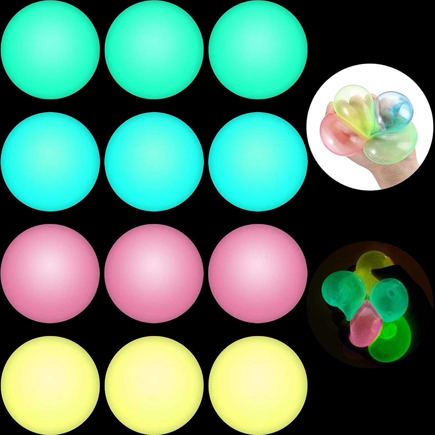 Sticky Wall Balls Ceiling Glow Balls Glow in The Dark Sticky Balls ...
