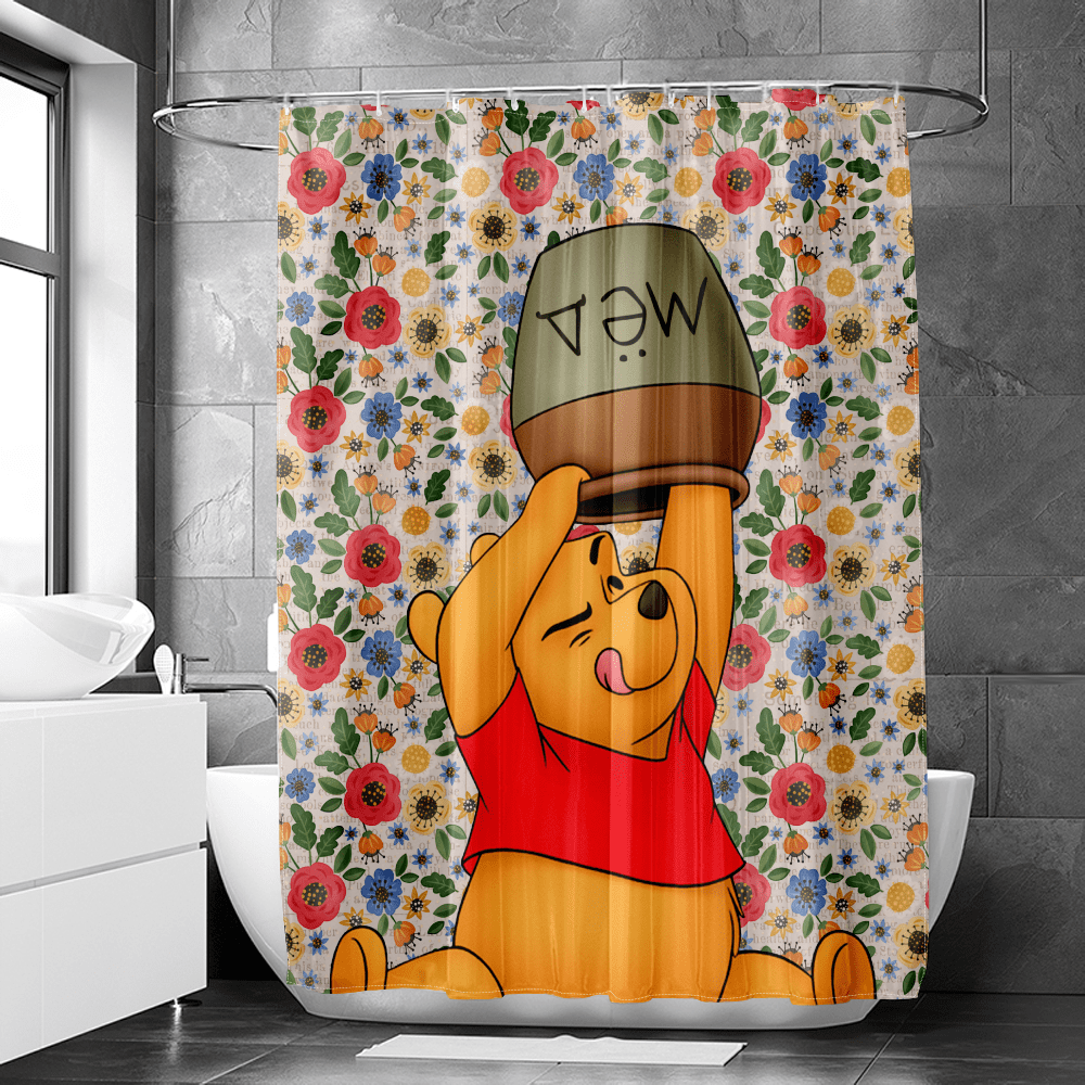 Winnie the Pooh Shower Curtain Prevalent Quick-Drying Art Painted Bath ...
