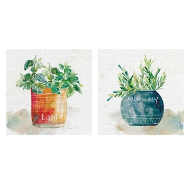Masterpiece Art Gallery Potted Basil Bay Leaf Rosemary Thyme Herbs By ...