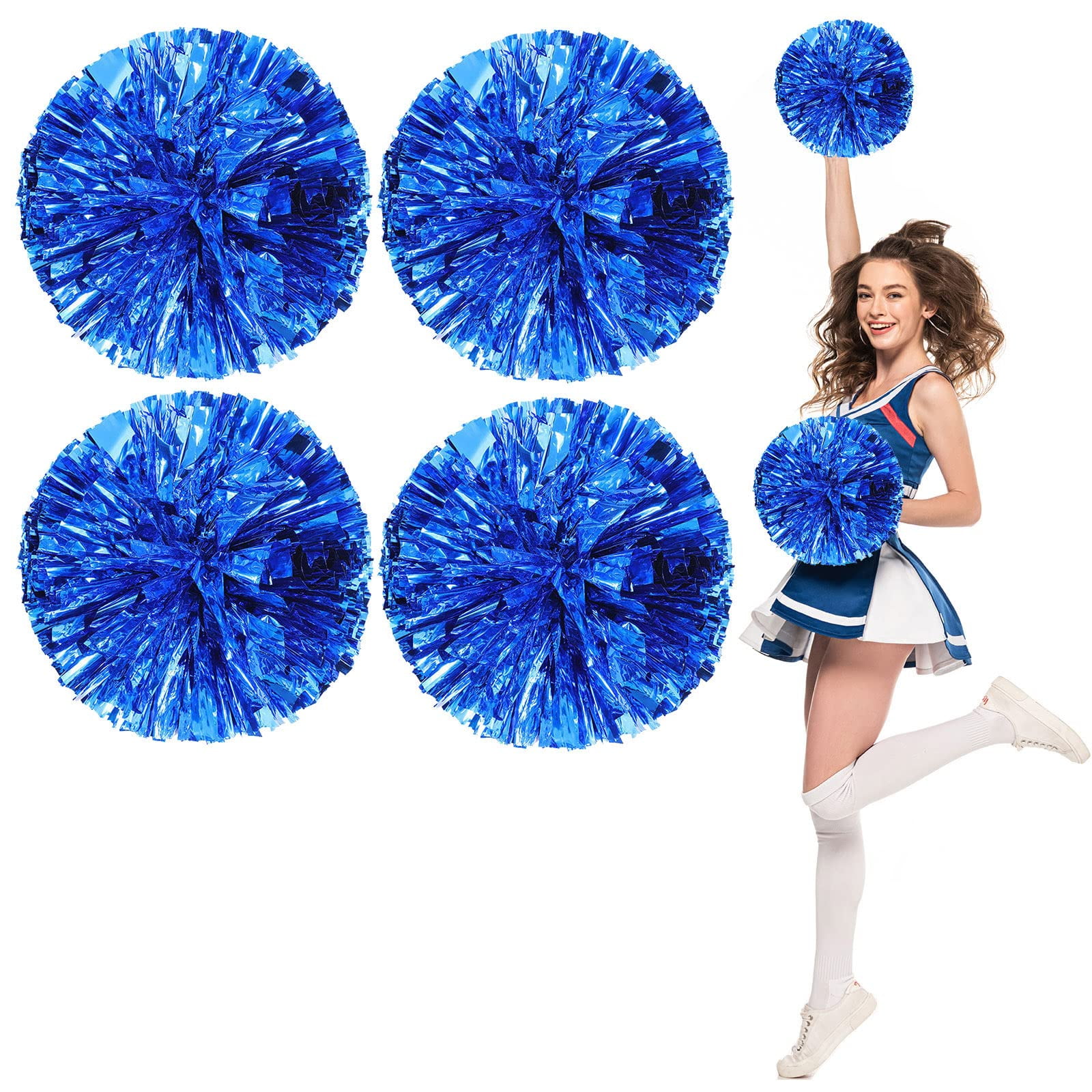 LINLIN 4 Pack Cheerleading Pom Poms,Metallic Cheering Squad Pompoms for ...