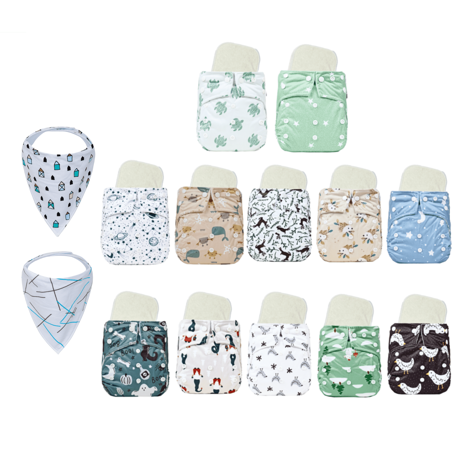 Click here for 12 Kawaii Baby One Size Printed Snap Pocket Cloth... prices