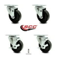 4 Inch Phenolic Wheel Swivel Top Plate Caster Set with 2 Brakes Service ...