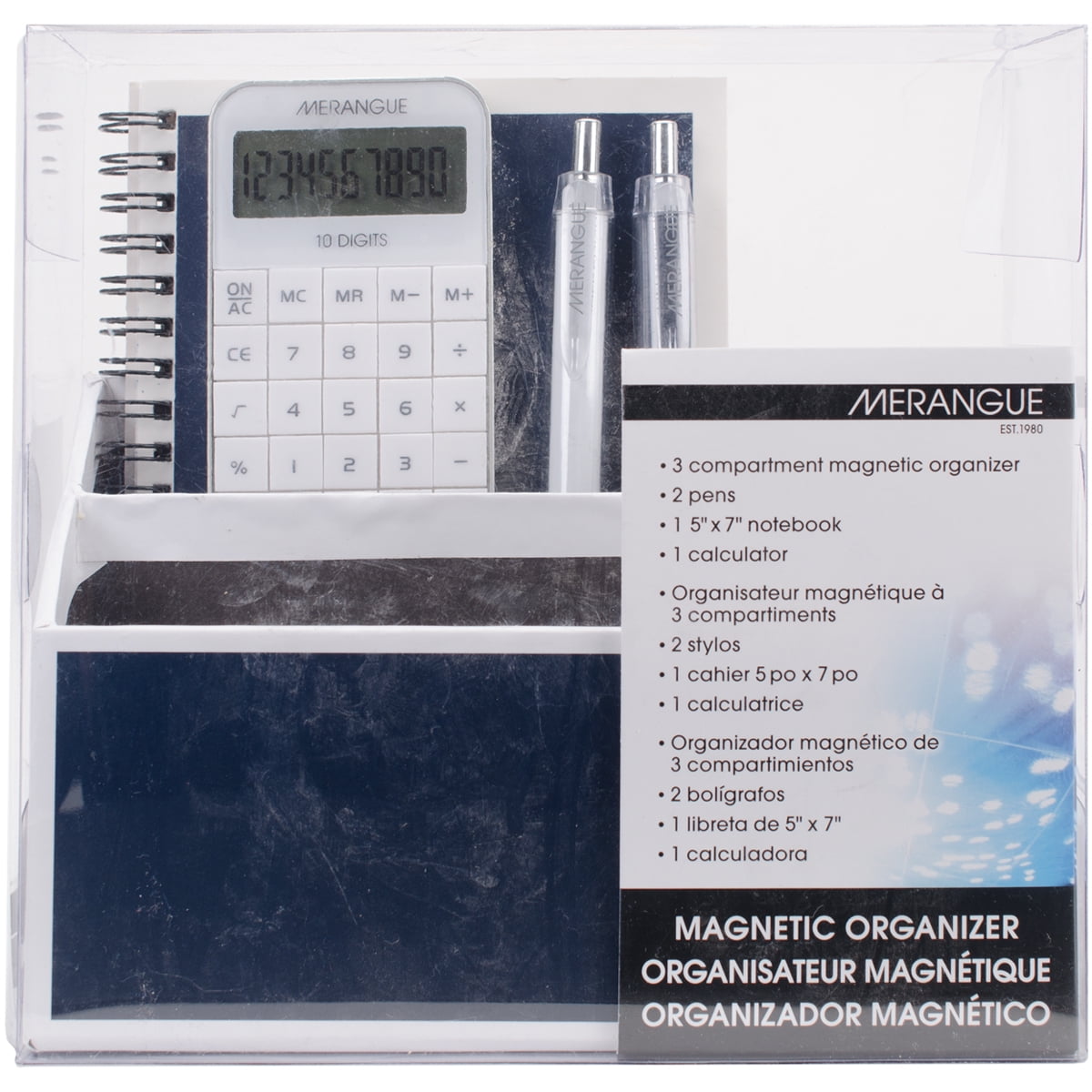 Magnetic Desk Organizer Set 5Pcs-Navy Blue With White Trim | Walmart Canada