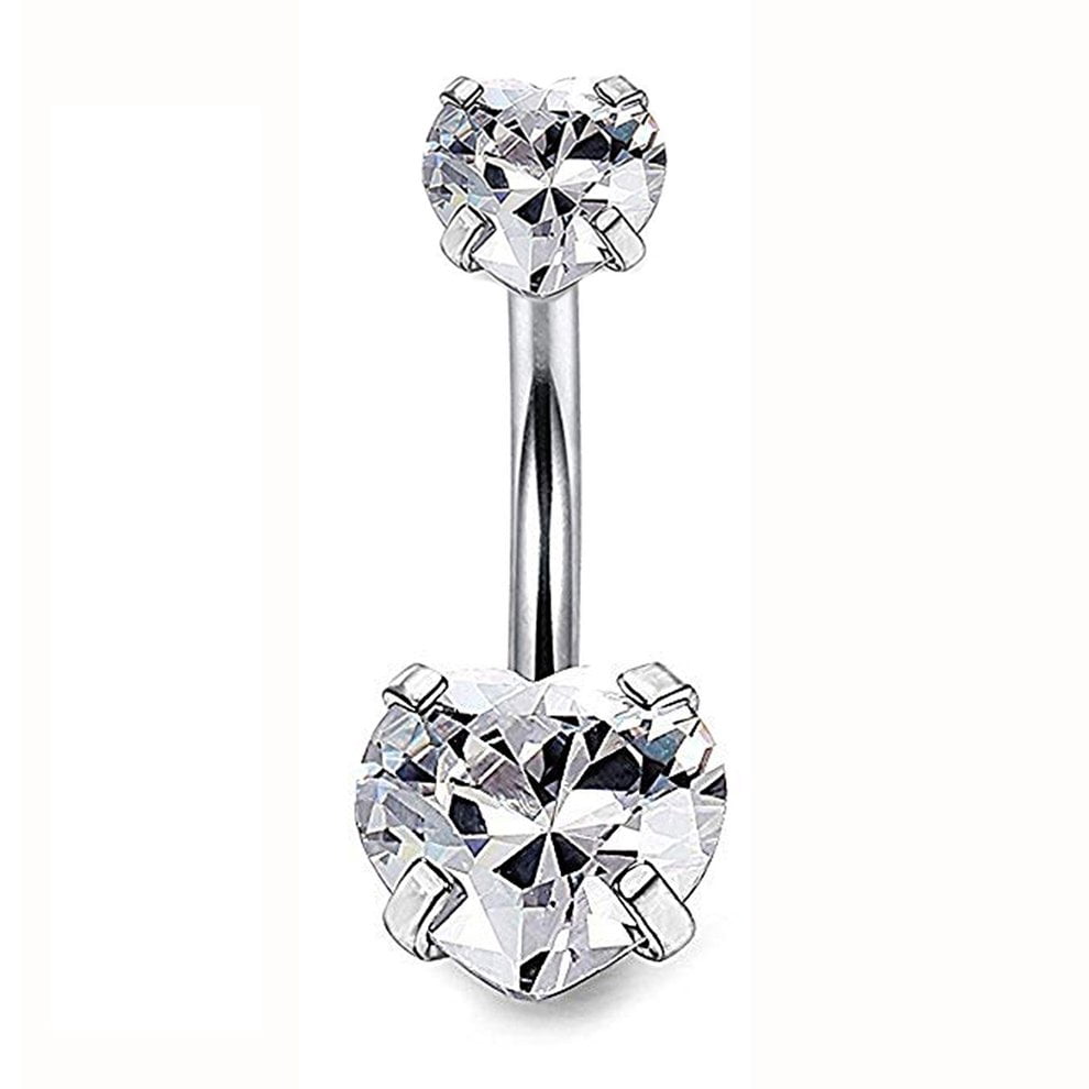 Heart Piercing Navel Surgical Belly Button Navel Piercing Ombligo Belly ...