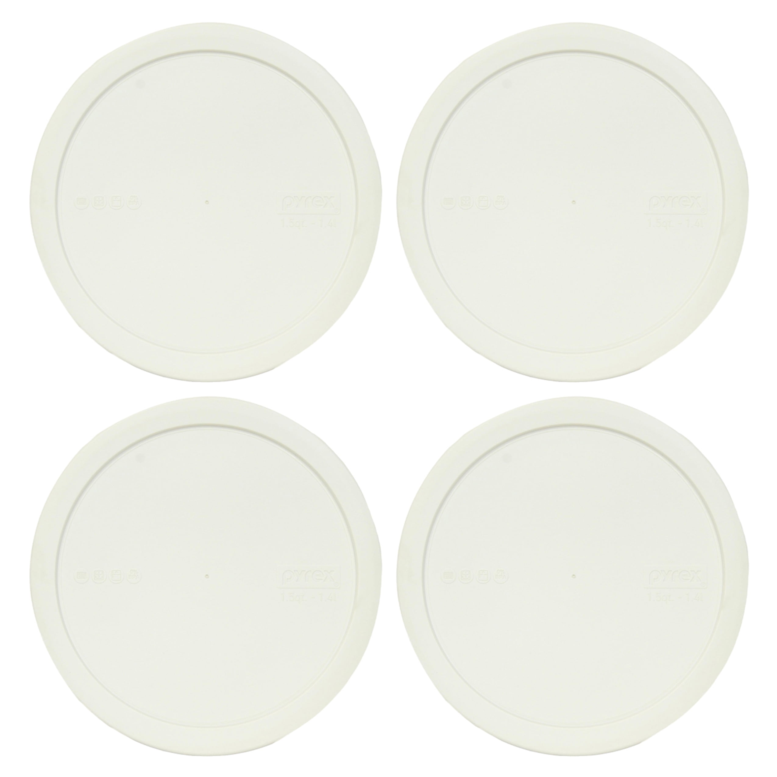 Pyrex 323-PC White Plastic Round Food Storage Replacement Lid Cover (4 ...