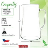 Simax Glassware Clear Glass Pitcher | 2.6 Quart. Borosilicate Glass ...