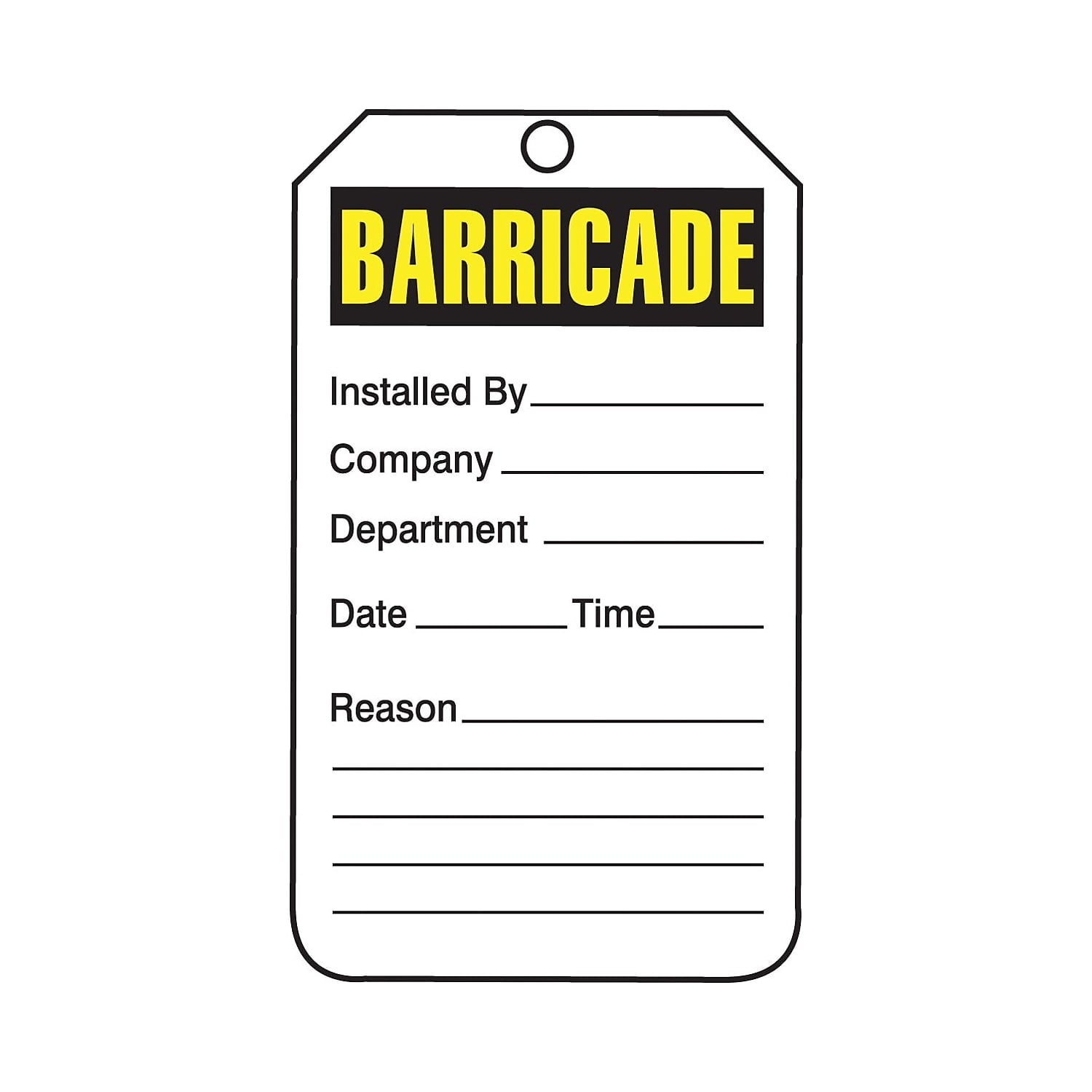 Accuform Signs 5 3/4" x 3 1/4" RP-Plastic Barricade Tag "BARRICADE ...