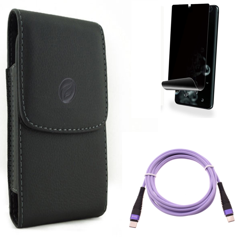 Case Belt Clip w Privacy Screen Protector w Purple 10ft PD Cable for ...