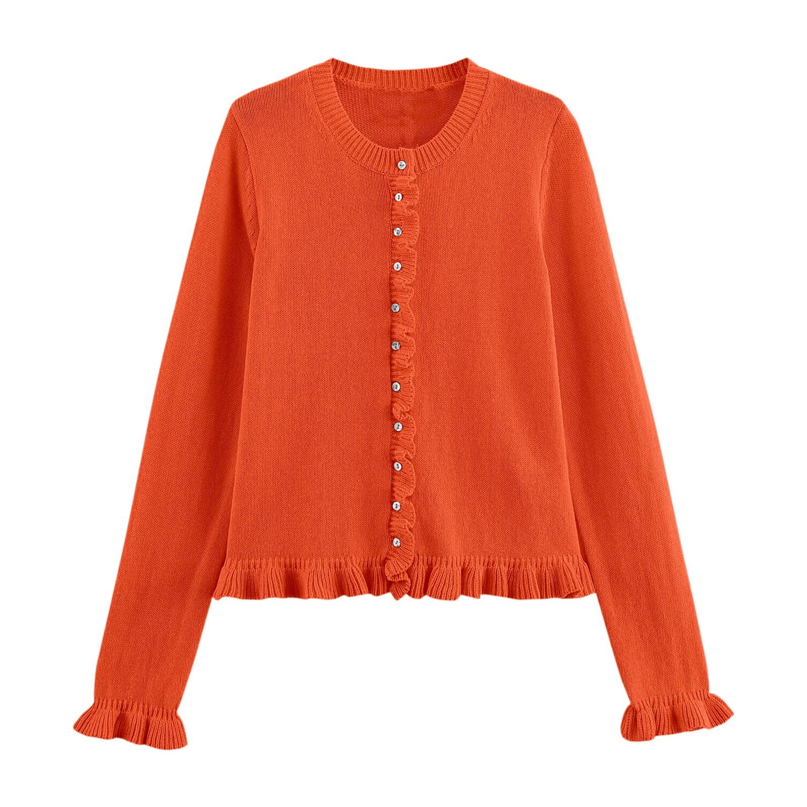 TINZ Women's Round Neck Layered Decorative Knit Cardigan Long Fashion ...