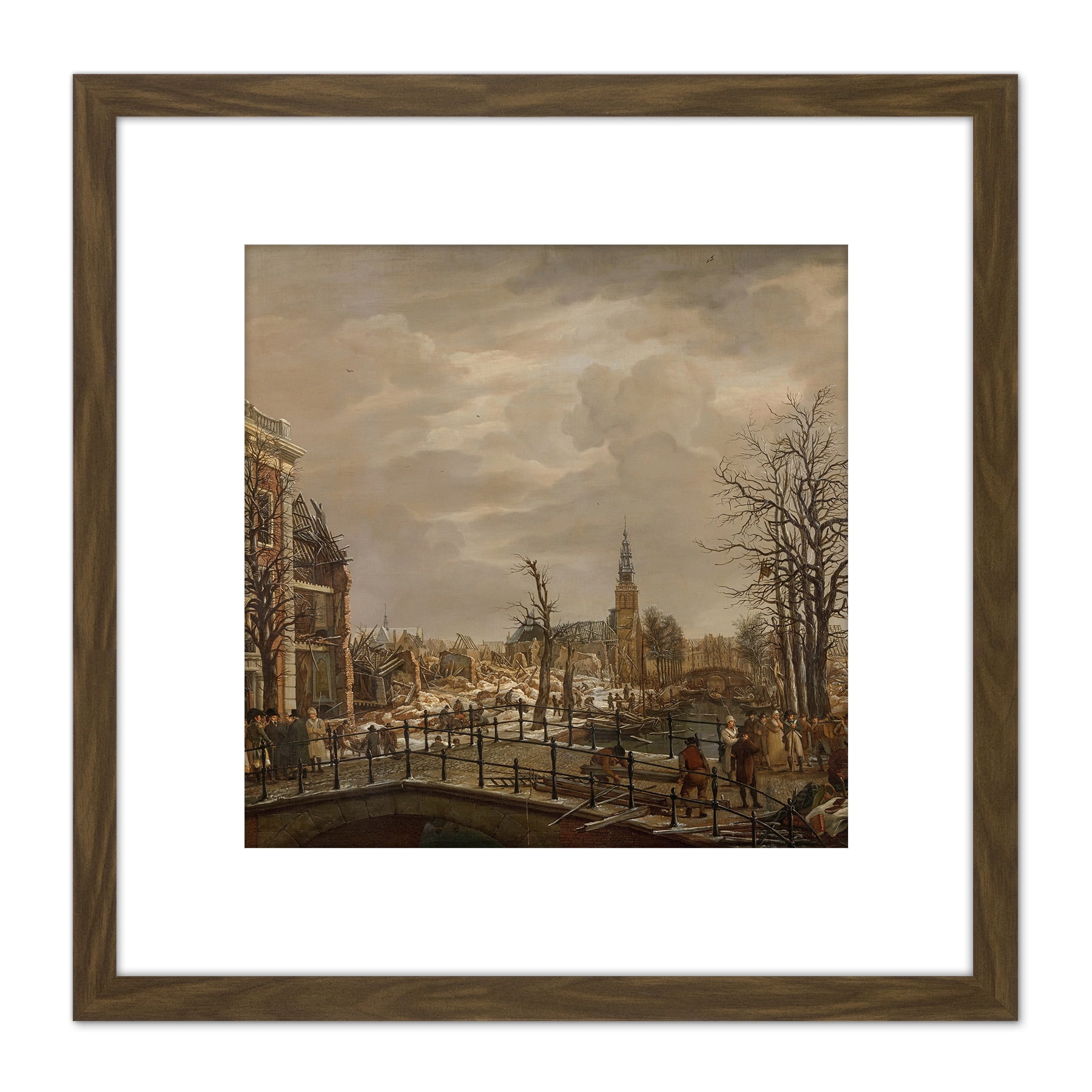 Hansen The Rapenburg Leiden Cityscape Painting 8X8 Inch Square Wooden ...