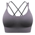 2026 Womens Sports Bras - Ribbed Wireless Soft Workout Tops Padded ...